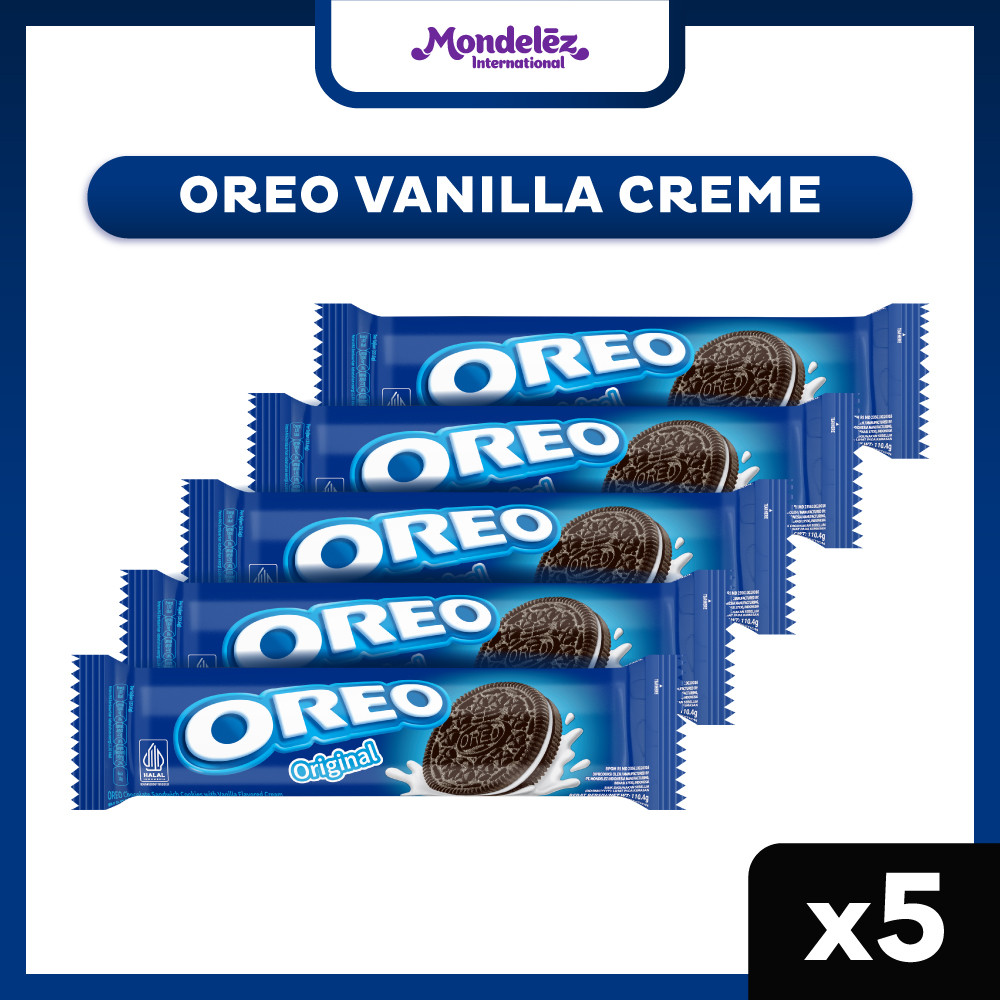 Jual Oreo Vanilla Cream 110.4gr x 5 | Biskuit Snack Camilan Favorit ...