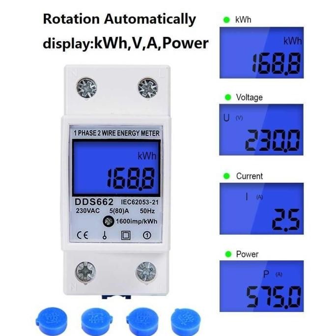 Jual Promo Meteran Listrik Digital Din Rail kWh Meter Single Phase 230V ...