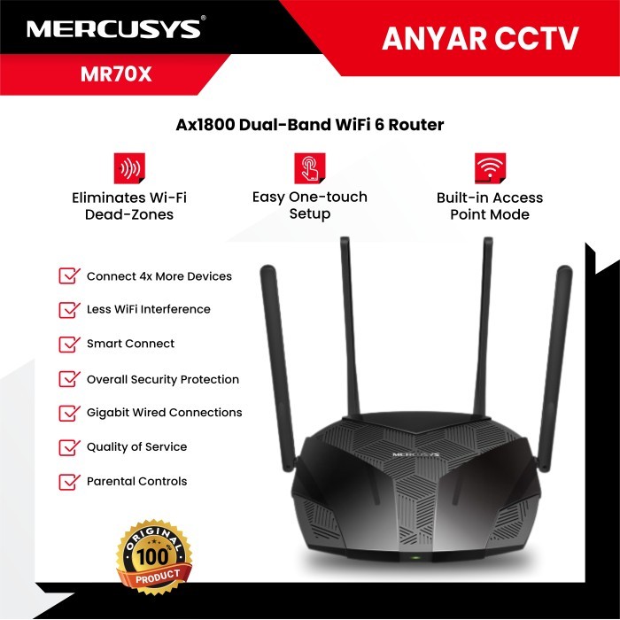 Jual MERCUSYS MR70X AX1800 Dual-Band WiFi 6 Router | Shopee Indonesia