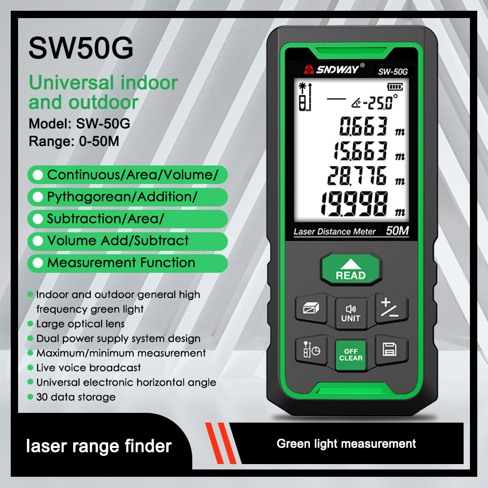 Jual SNDWAY SW-50G/70G/ 100G Laser distance meter Digital range finder ...