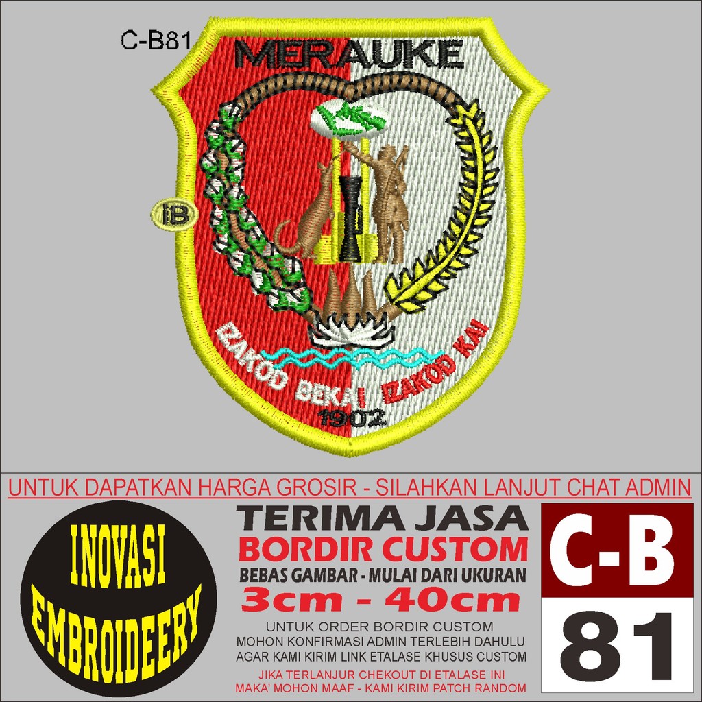 Jual PATCH BORDIR C-B 81 LOGO MERAUKE - INOVASI EMBROIDERY TESTIMONI ...