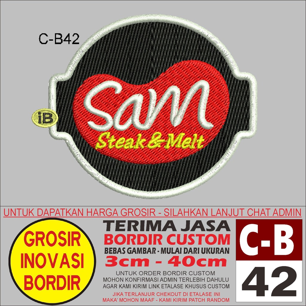 Jual PATCH BORDIR C-B42 LOGO SAM STEAK-MELT - GIB REVIEW/TESTIMONI ...