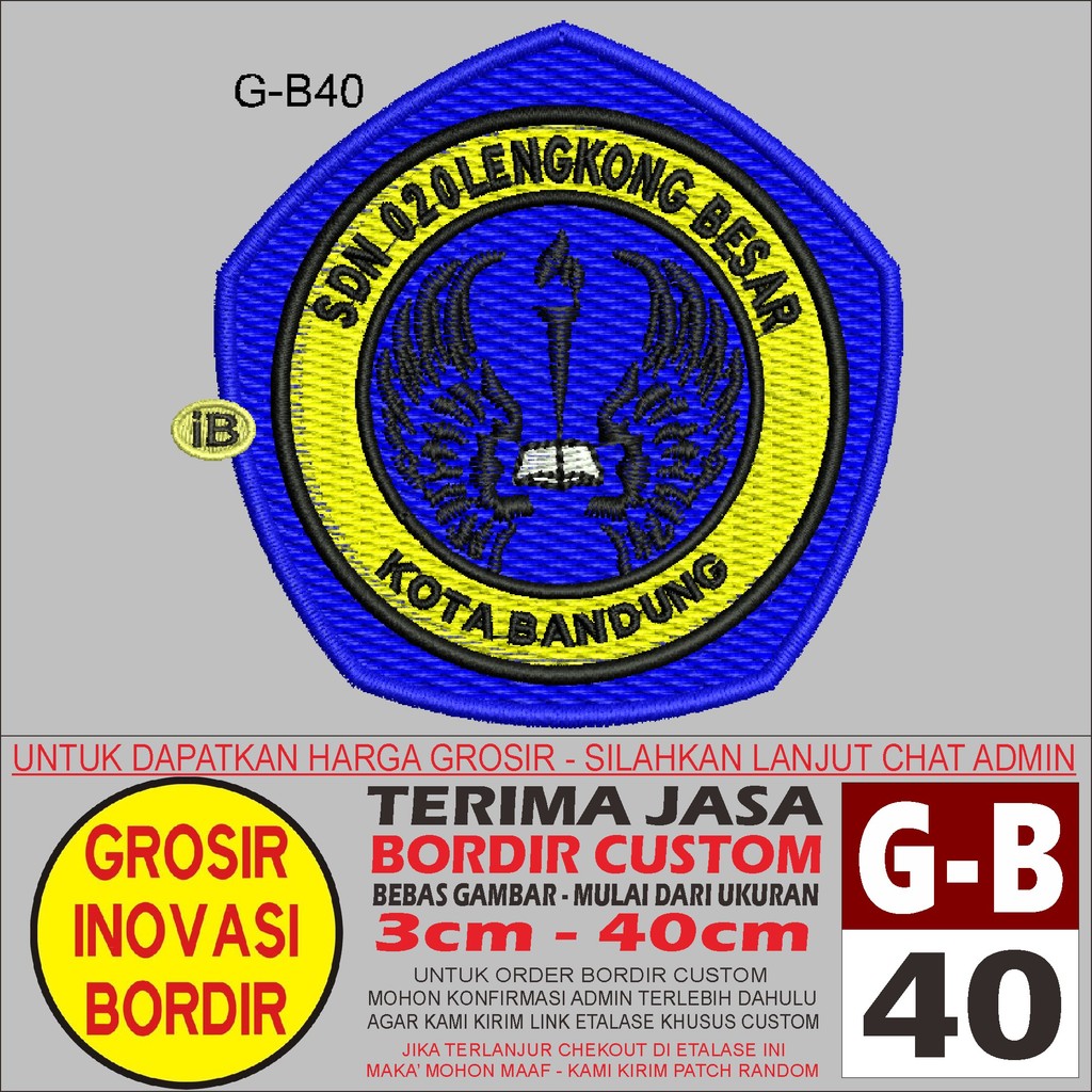 Jual PATCH BORDIR LOGO G-B40 SDN 020LENGKONG BESAR KOTA BANDUNG - GIB ...