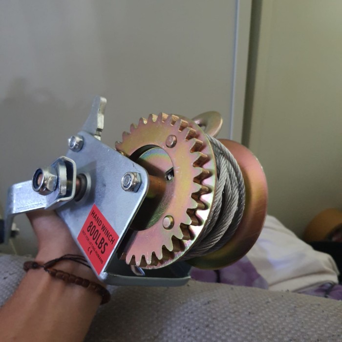 Jual Terhemat Katrol Hand Winch Alat Derek Manual Tangan 800 Lbs Set ...