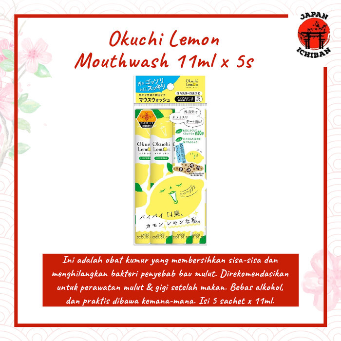 Jual Okuchi Lemon Mouthwash 11Ml X 5S Obat Kumur Praktis Original Japan ...