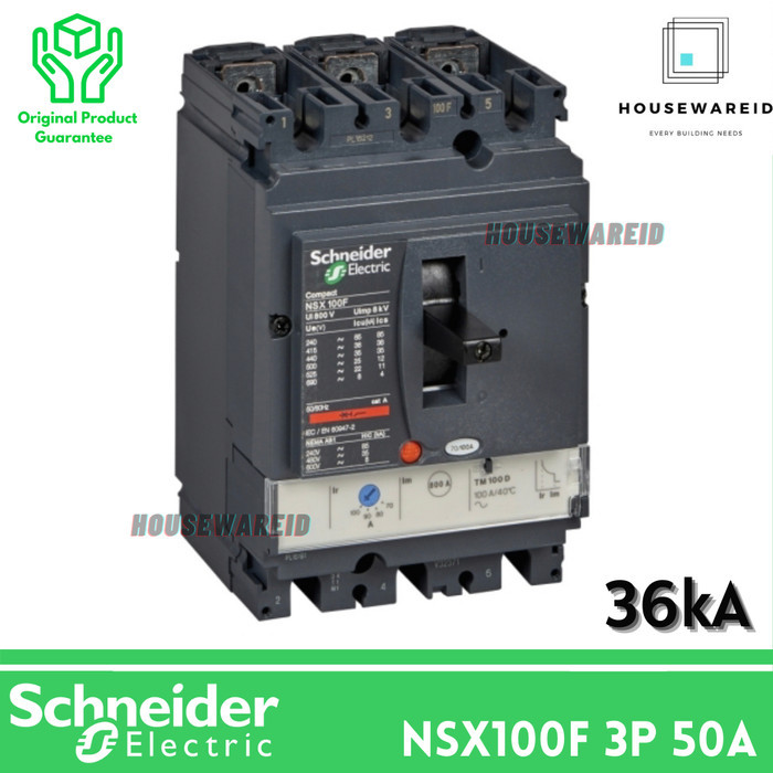 Jual Mccb 3 Phase 50 Ampere 3P 50A Breaker Schneider Nsx100F Tm50D Original | Shopee Indonesia