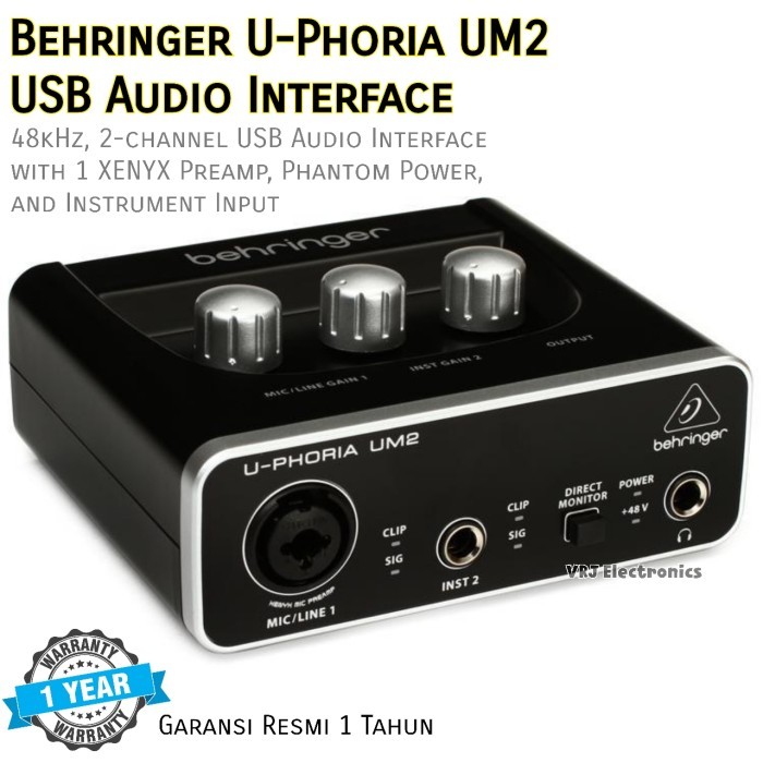 Jual BEHRINGER U-PHORIA UM2 USB AUDIO INTERFACE SOUNDCARD RECORDING UM ...