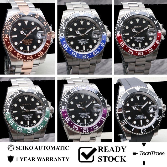 Jual Seiko Gmt Mod Batman Seiko Mod Pepsi Sprite Nh35 Automatic ...