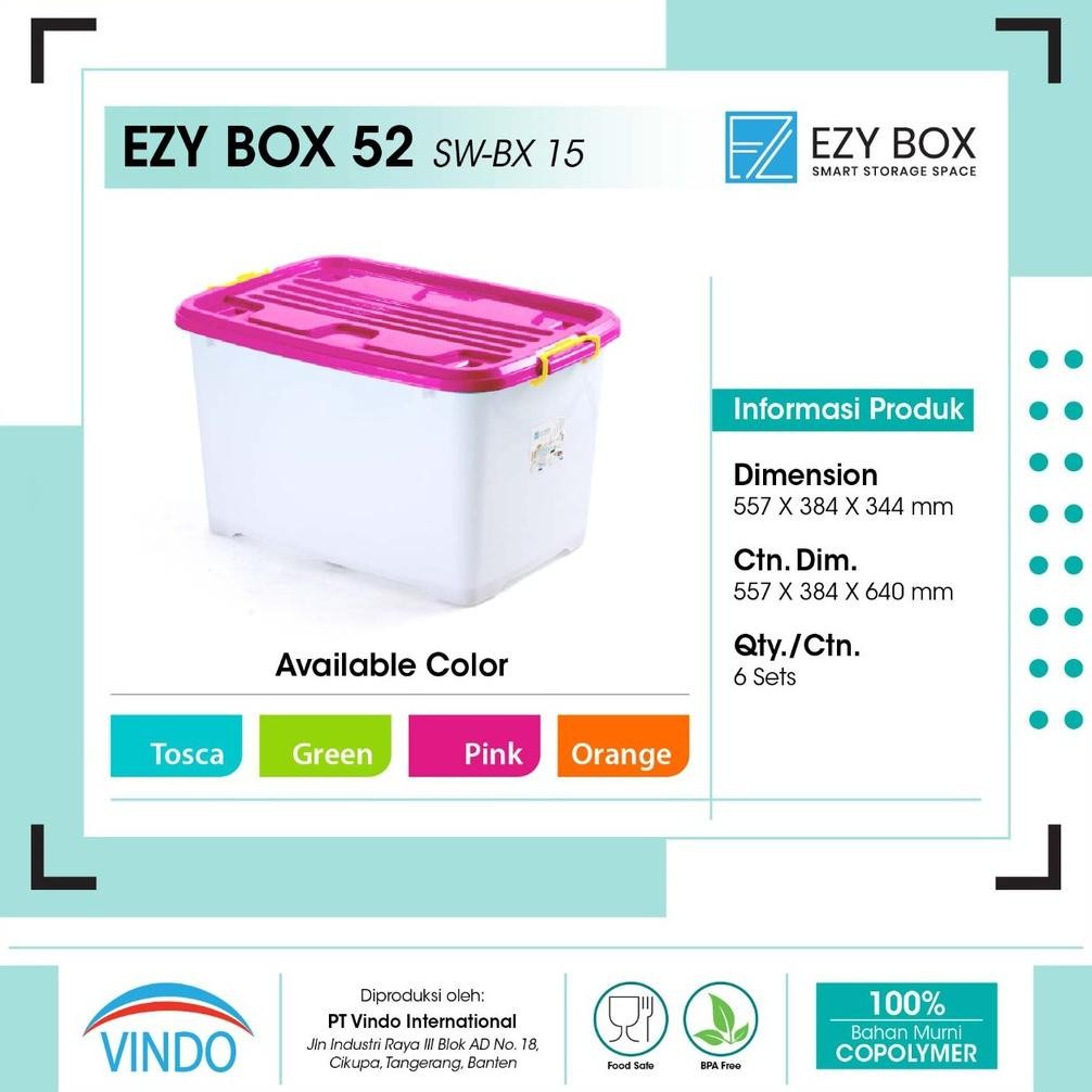 Jual Ezy Box Container Box Plastik 52 Liter Kotak Penyimpanan KONTAINER BOX TEMPAT KOTAK ...