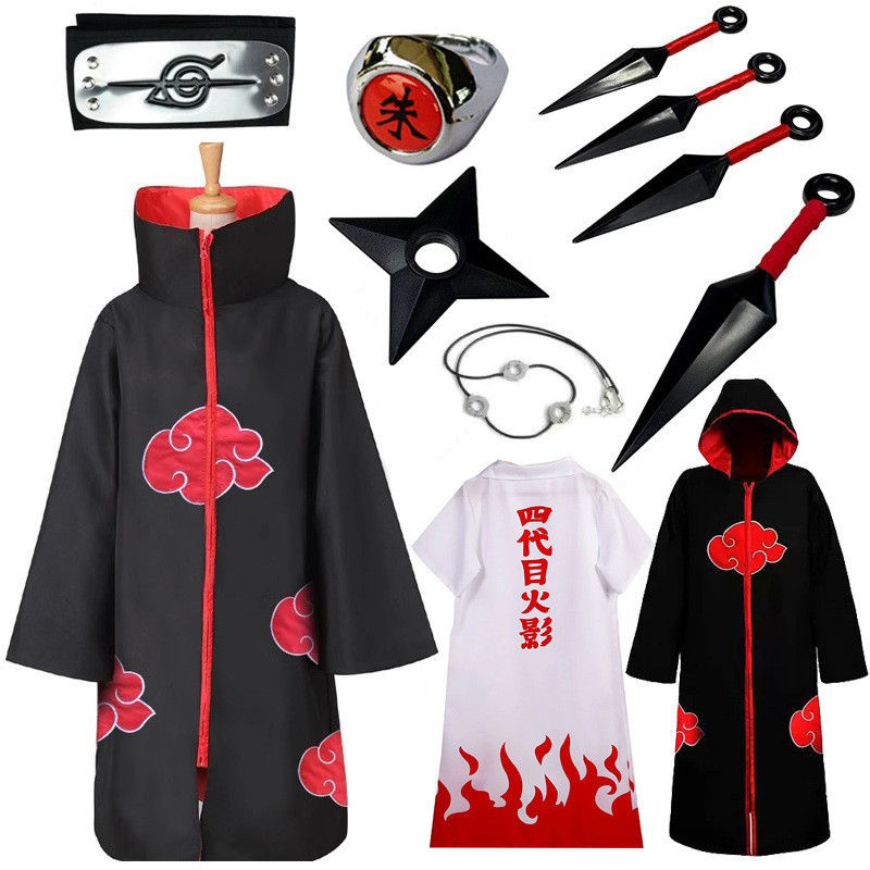 Jual Halloween costume Naruto cosplay Clothing Akatsuki Red Cloud Cloak ...