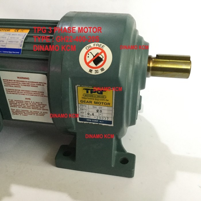 Jual TPG 3PHASE 1/2HP RATIO 1:20 - DINAMO MOTOR - MESIN DINAMO - GEAR ...