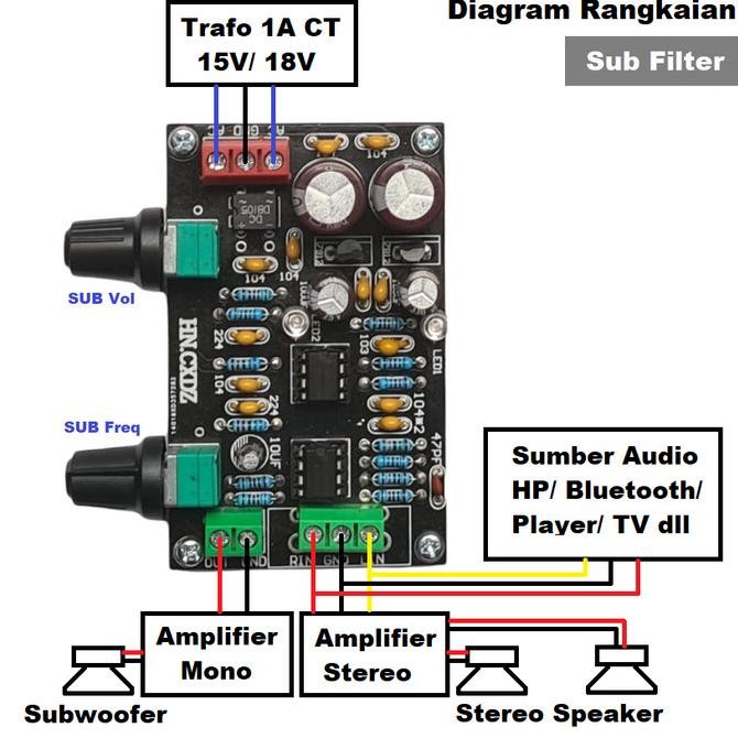 Jual HIFI 2.1 STEREO+SUBWOOFER PRE-AMPLIFIER BASS TONE CONTROL LFE ...