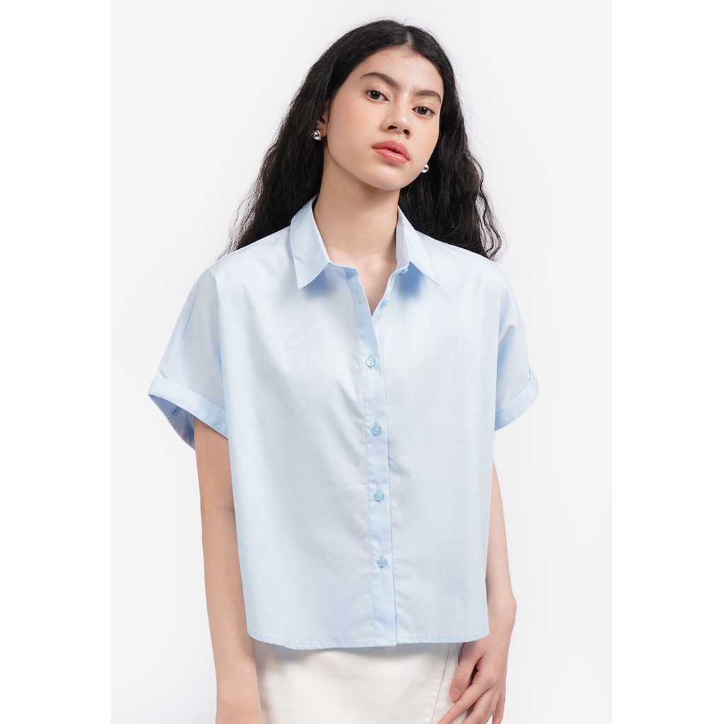 Jual COLORBOX Roll Up Boxy Shirt Lt. Blue | Shopee Indonesia