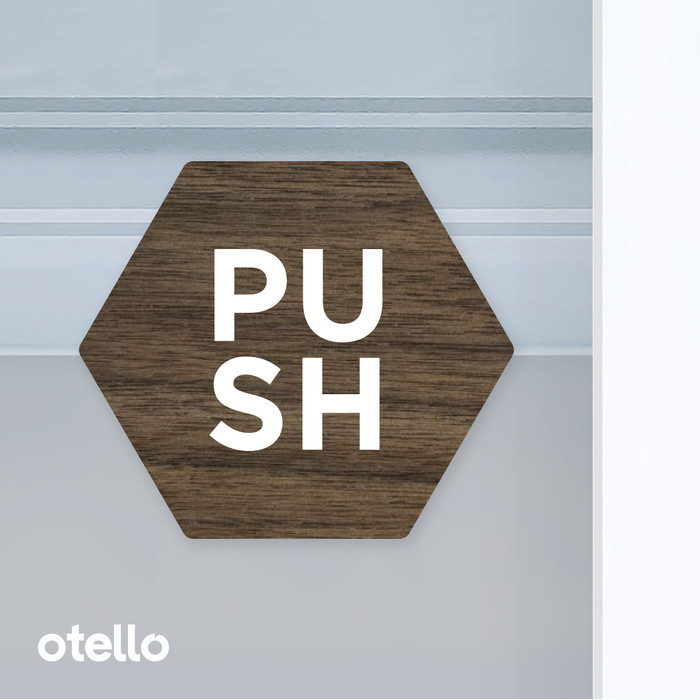 Jual Push Pull Sign Akrilik Hexagon Minimalist Signage Board Label ...