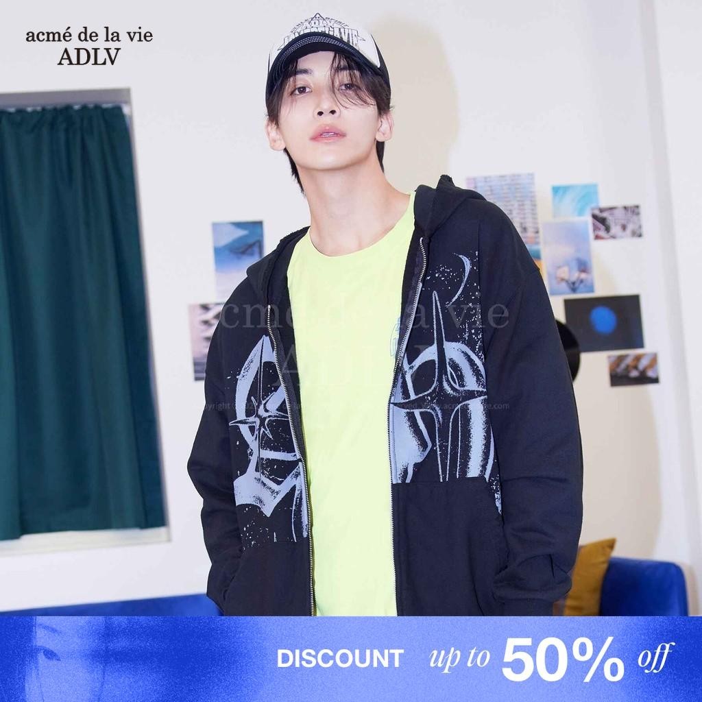 Jual [ADLV] Vintage Symbol Destroyed Washing Hoodie Zip Up Black ...