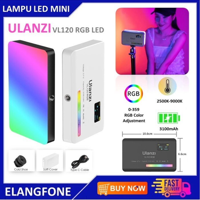 Jual ULANZI VL120 RGB LED 20 Light Effect Lampu Video Vlog Portable ...
