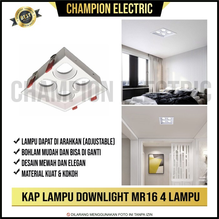 Jual Kap Lampu Downlight Sorot Spotlight MR16 4 Lampu Adjustable | Shopee Indonesia