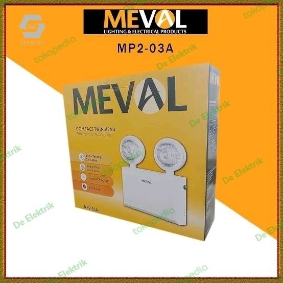 Jual Lampu LED Emergency Rechargeable Twin Head MEVAL MP2-03A Darurat ...