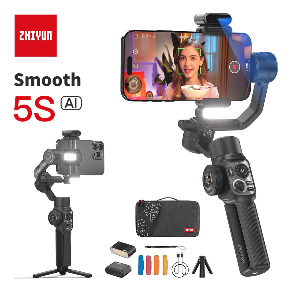 Jual Baru ZHIYUN Smooth 5S AI 3-Axis Gimbal Stabilizer for iPhone 15 ...