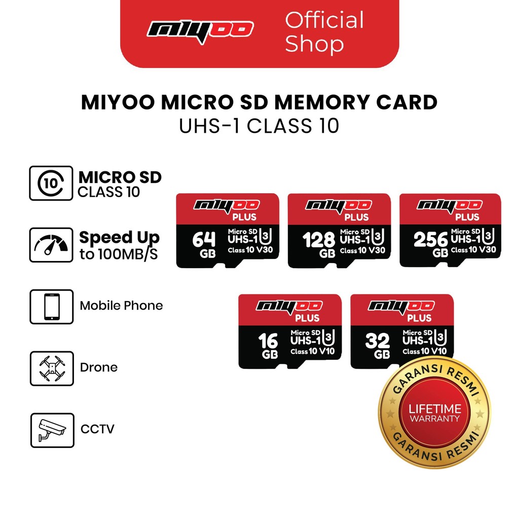 Jual Miyoo Memory Card Micro SD Card Class10 UHS-1 V30 V10 80MB/s Real ...