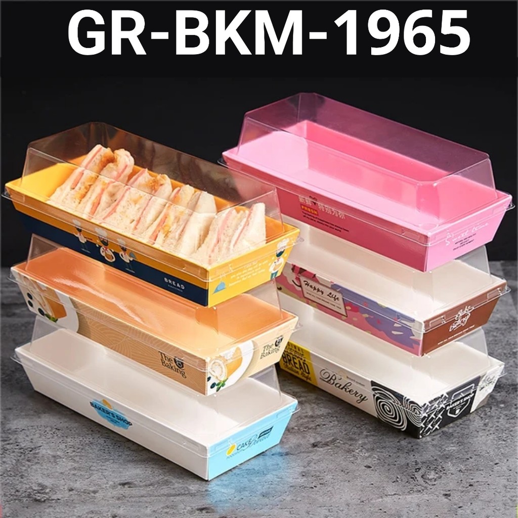 Jual GR-BKM-1965 Paper tray korean cake box kotak kue tutup mika sandwich roti dessert box ...