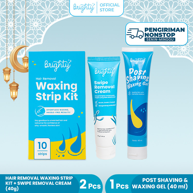 Jual Brighty Swipe Removal Cream X Waxing Strip Kit X Post Shaving ...