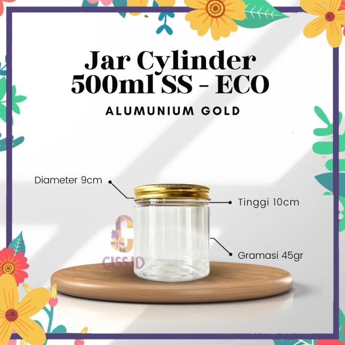 Jual Jar Cylinder 500Ml Ss Eco Tutup Aluminium Toples Tabung Pet ...