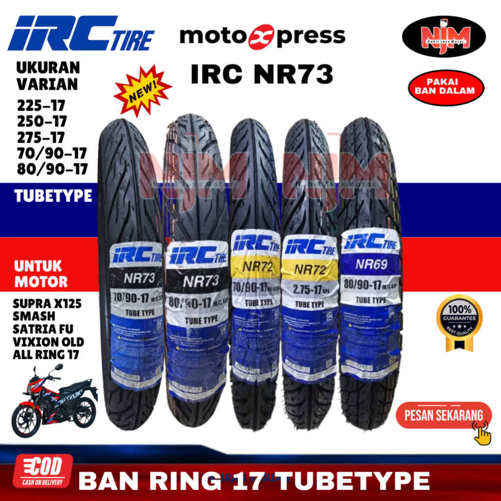 Jual Ban Motor Ring 17 IRC NR 73 Ukuran 70/90-17 80/90-17 Tube Type Bukan Tubeless | Shopee ...