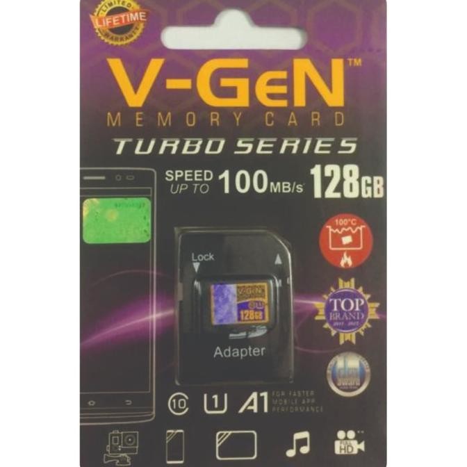 Jual Memory Card VGEN 128GB TURBO Class10+ Adapter | Shopee Indonesia