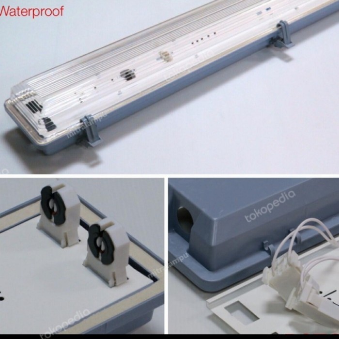 Jual Kap Lampu TL Waterproof 2x36 2x16w Housing T8 Neon Led 120cm Isi 2 ...