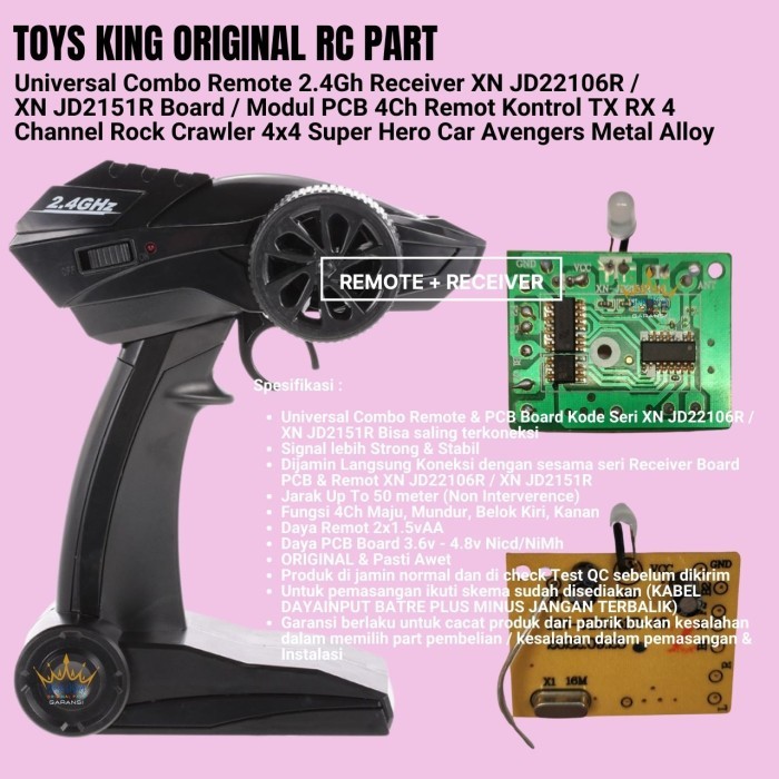 Jual Remote 2.4Gh Receiver XN JD22106R JD2151R PCB RC Car Board Modul ...