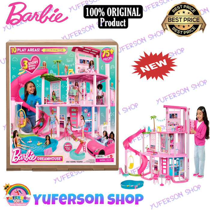 Jual Barbie Dreamhouse 2023 Pool Party Doll House Puppy Play Areas ...