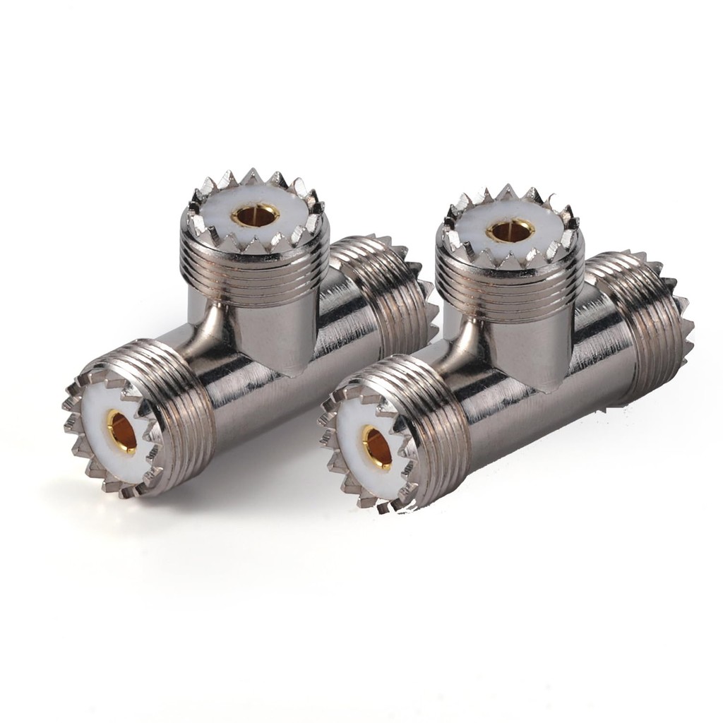 Jual 2 pcs UHF Triple Tee Connector UHF Female Male to Dual UHF Female 3 Way Splitter Coax ...