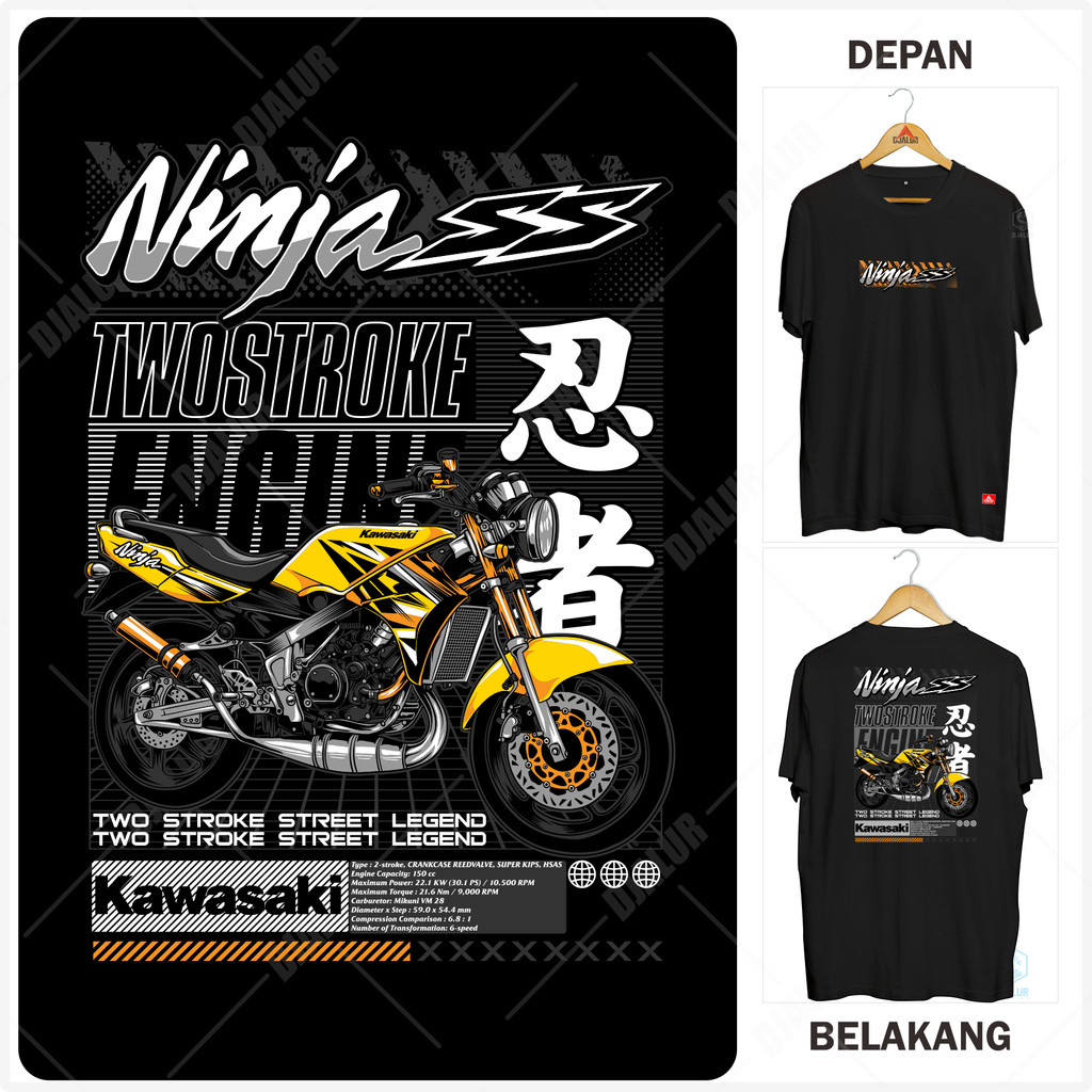 Jual Kaos Ninja SS Yellow Two stroke Kawasaki Motor Indonesia Kaos ...