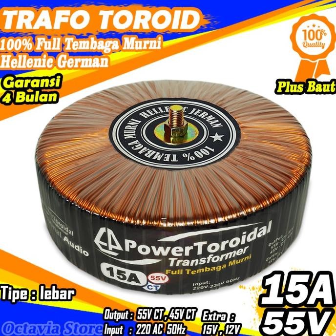 Jual Trafo Toroid 15A 55V CT 45V CT Full Tembaga Murni Hellenic | Shopee Indonesia