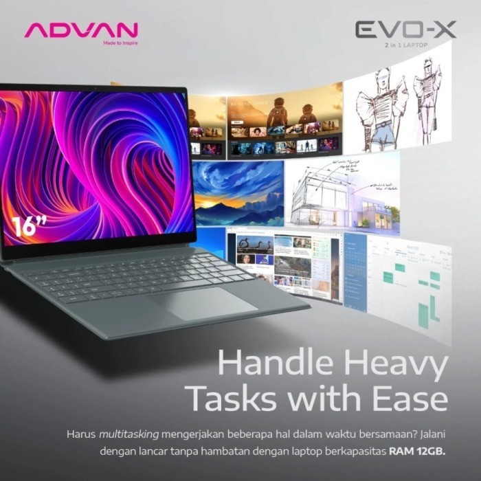 Jual Laptop Advan 2 In 1 Evo X 16 Touch I3-1215U 12Gb 512Ssd 16" 2.5K ...