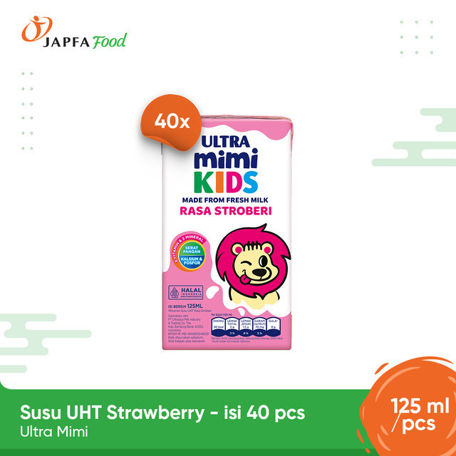 Jual Ultra Mimi Susu UHT Strawberry 125ml 100% Susu Sapi Segar - Isi 40 pcs | Shopee Indonesia