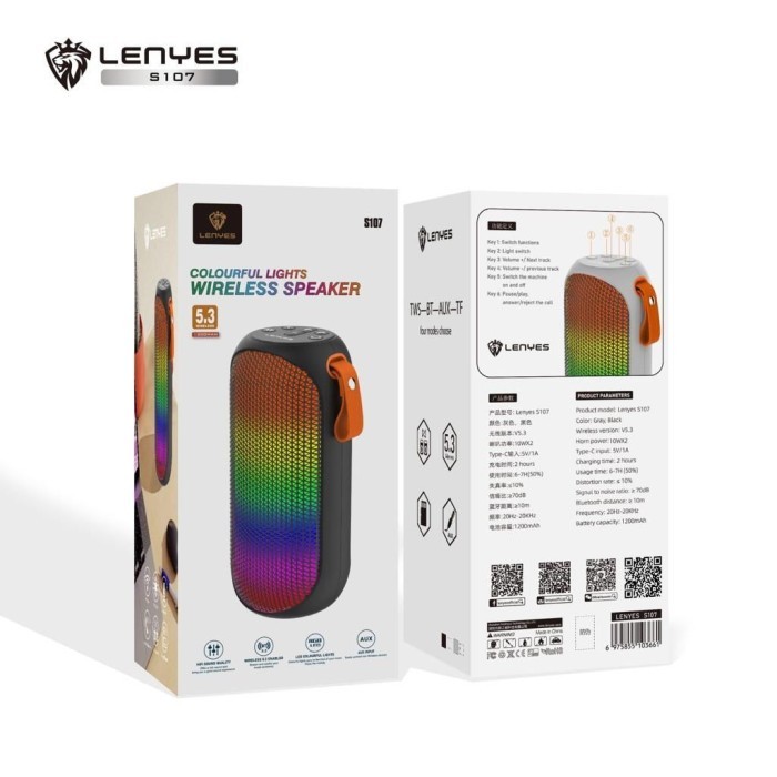 Jual Lenyes Bluetooth Speaker Rgb Light Tws S107 Hifi Mega Bass | Shopee Indonesia