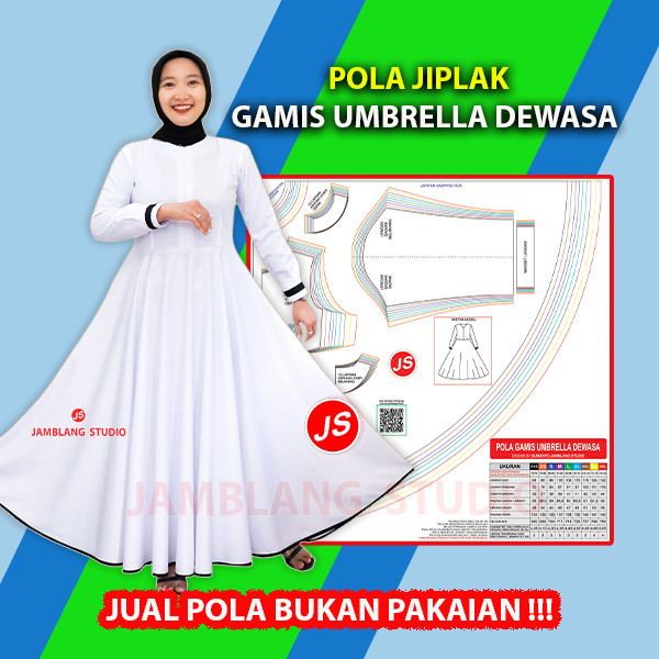 Jual Pola Jiplak Gamis Dewasa Umbrella / Full Payung 7 In 1 ( Jp-005 ) | Shopee Indonesia