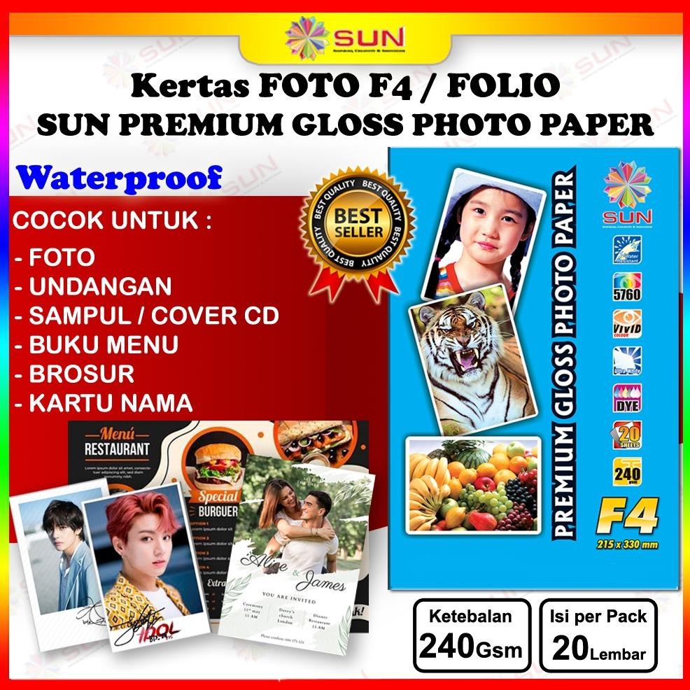 Jual ad-77 Kertas Foto Folio F4 SUN Premium Photo Paper Glossy Folio ...