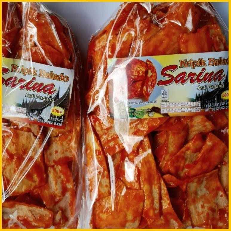 Jual Keripik Balado Sarina Cemilan Pedas Manis Enak Asli Padang 500 ...