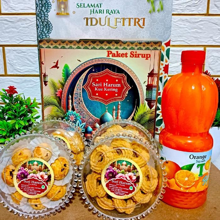 Jual Paket Kue Kering Dan Sirup Orange Isi 5 Pcs Hampers Kue Lebaran Parcel sirup Dan Kue Kering ...