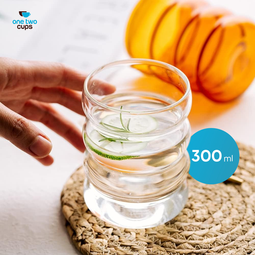 Jual One Two Cups Gelas Kaca Aesthetic Kopi Teh Wavy Shape Glass 300ml - KT14 | Shopee Indonesia