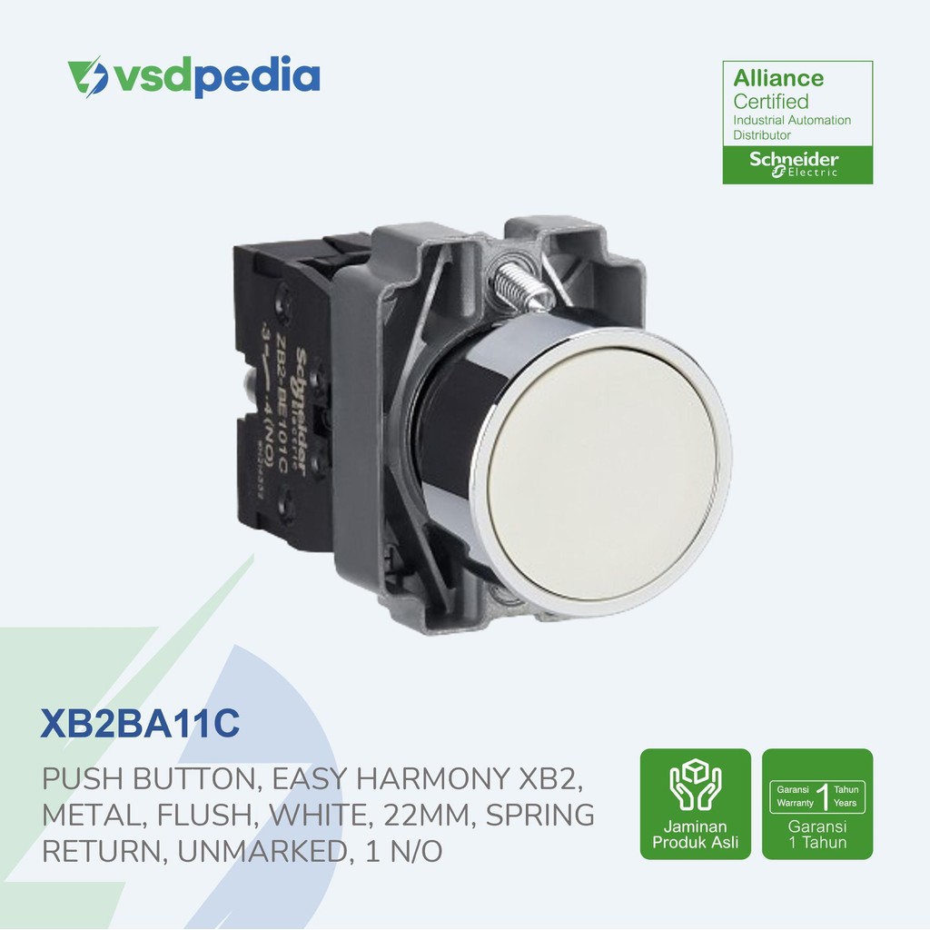 Jual SCHNEIDER HARMONY XB2 PUSH BUTTON METAL FLUSH WHITE TOMBOL TEKAN ...
