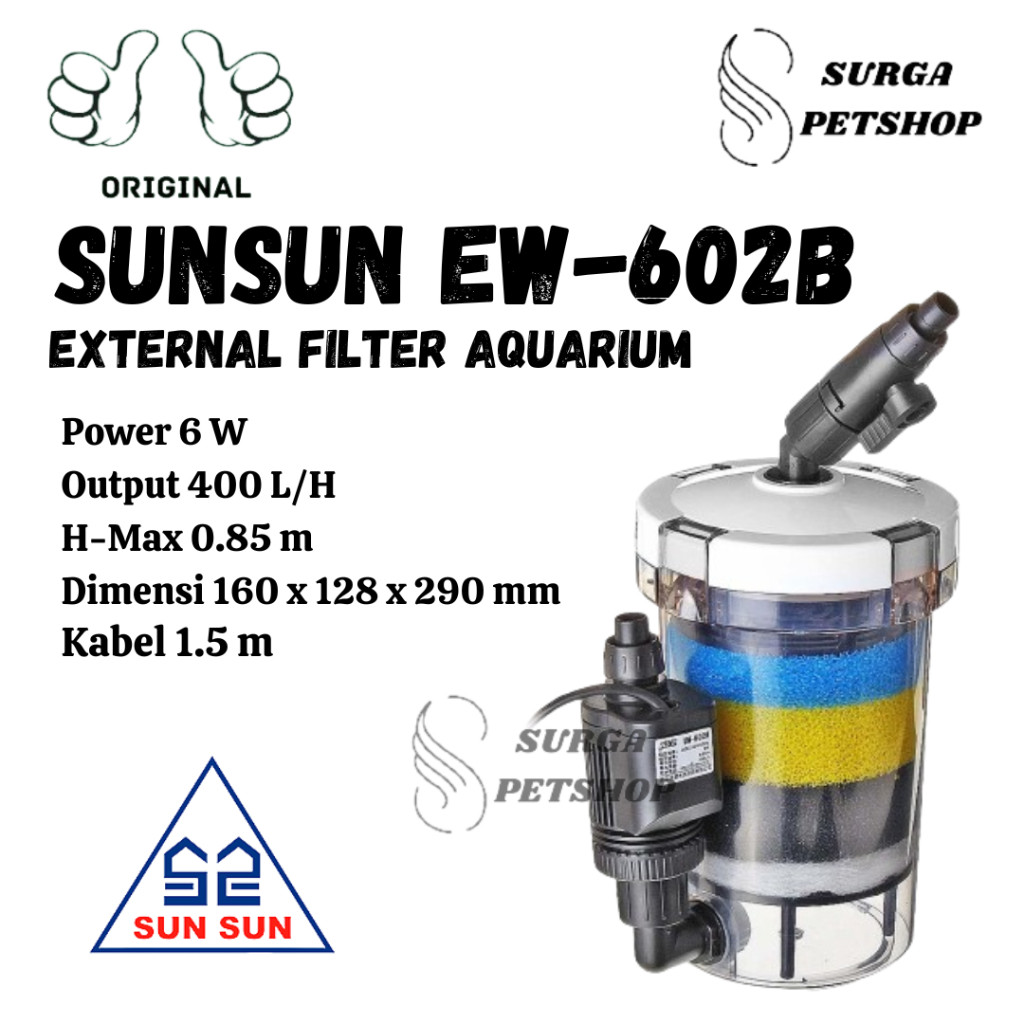 Jual SUNSUN JIALU EW 602 B Eksternal Filter Akuarium Kolam Ikan Canister EW602 Pompa Penyaring ...