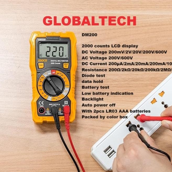 Jual Terlaris INGCO DM200 DIGITAL MULTIMETER MULTITESTER 600V INGCO ...