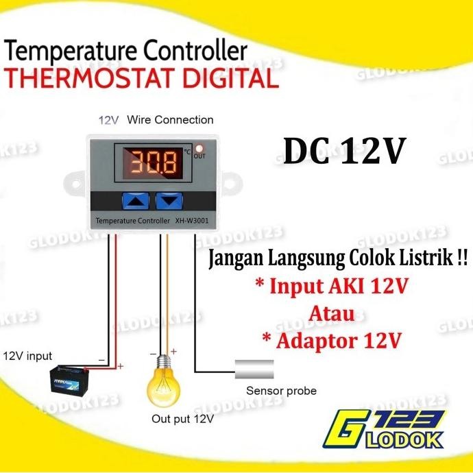 Jual Thermostat Digital AC 220V DC 12V Termostat Pengatur Suhu XH W3001 | Shopee Indonesia