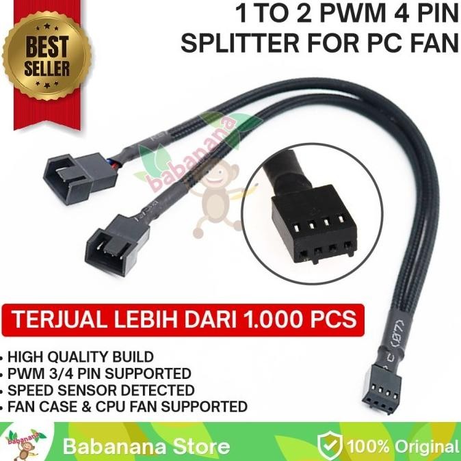 Jual [Goodbest] Kabel Splitter Y 1 to 2 PWM Computer Fan 4 pin cable hub 4pin cabang | Shopee ...