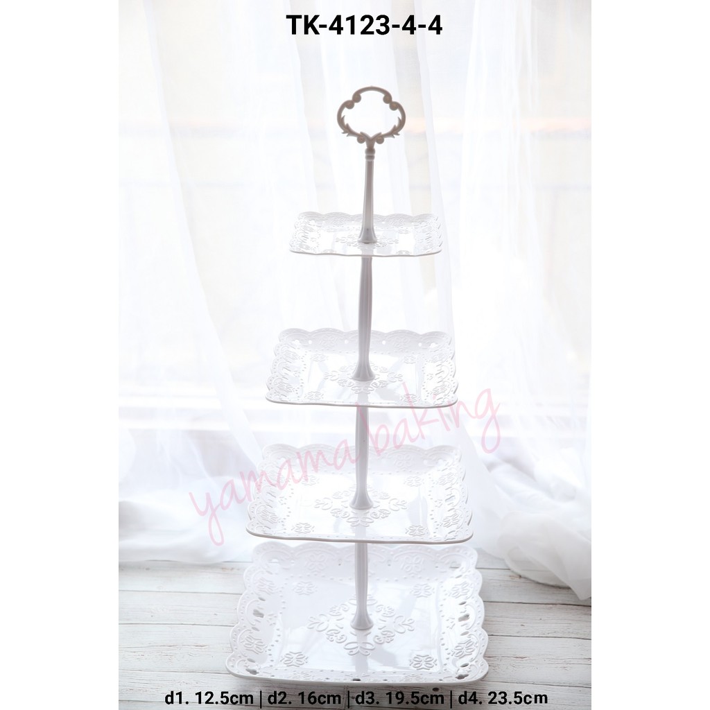 Jual TK-4123-4-4 Cupcake stand cake tier kotak dessert table piring ...