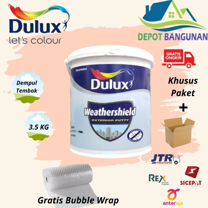 Jual Dempul Tembok Dulux Plamur Plamir Exterior Weathershield 3.5 KG ...